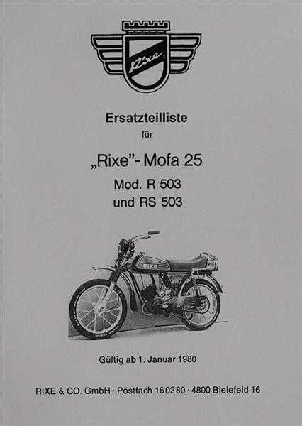 Rixe Mofa 25 Mod R503 und RS503 Ersatzteilkatalog