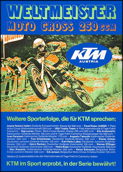 KTM Motorfahrzeugbau Moto Cross WM 250 ccm Poster